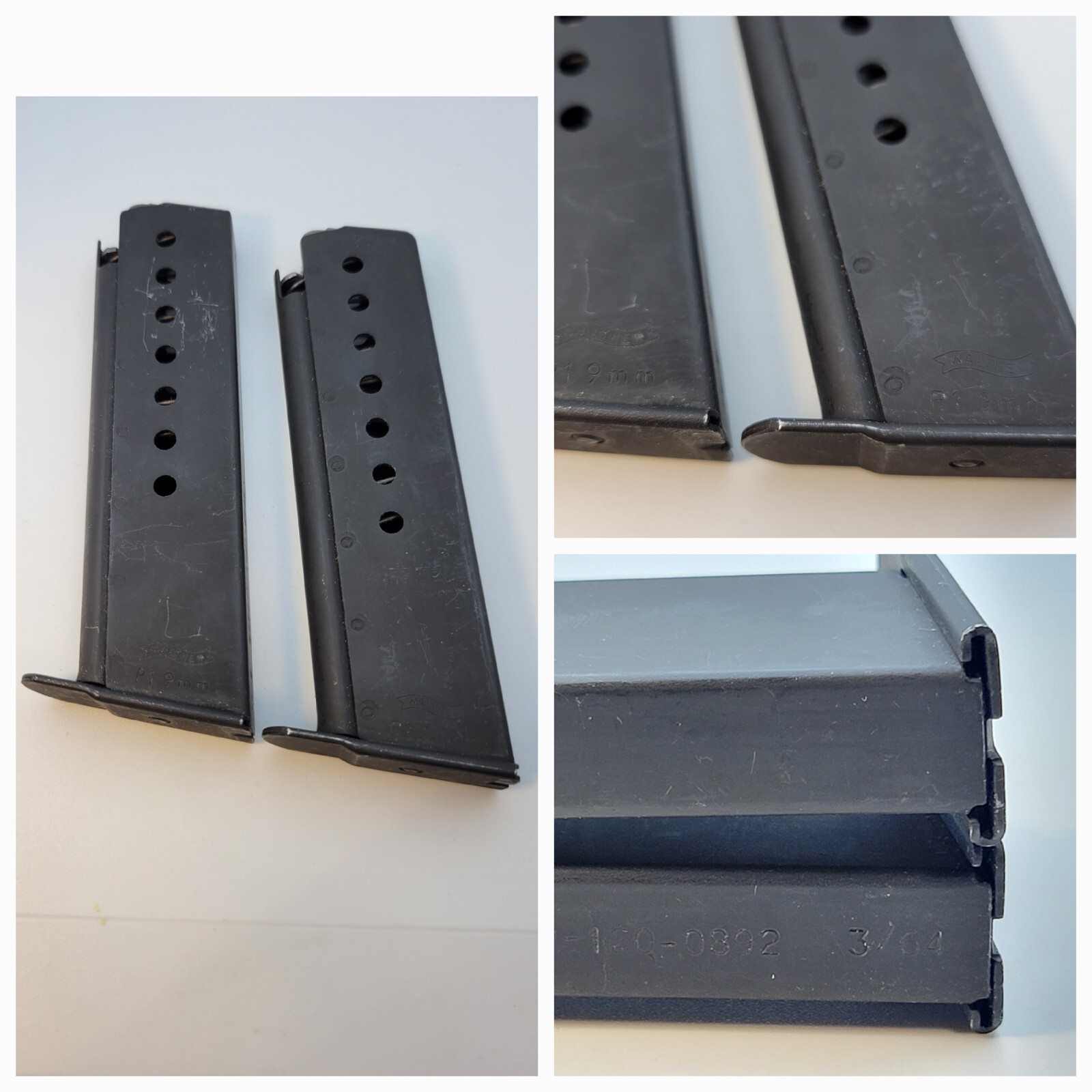 Lot of 2 Walther P38 P1 Pistol 8 Rd 9mm Magazines (1) Dated 3/64, (1 ...
