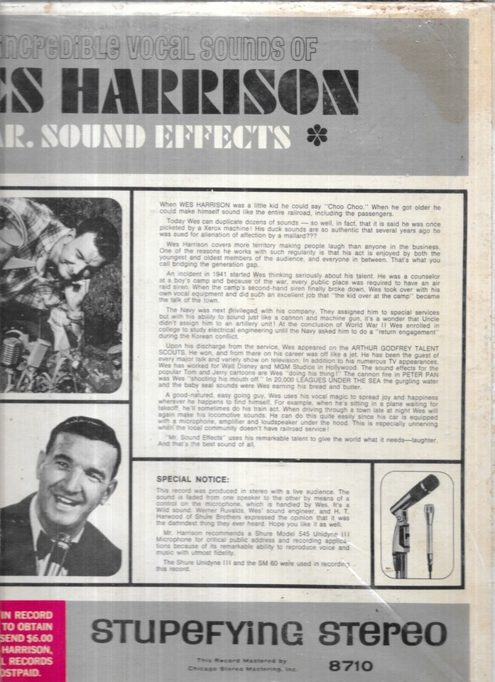 33 Rpm Vinyl Wes Harrison The One And Only Signed Copy VG. | eBay