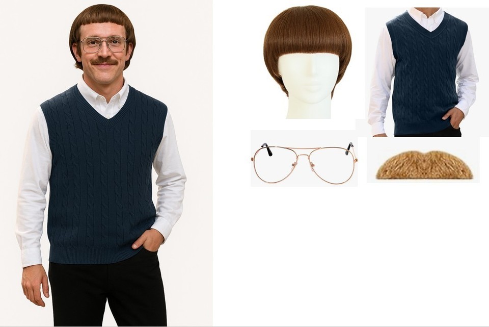 The Chit Show Halloween Costume Sz Med inc. glasses, wig, vest and ...