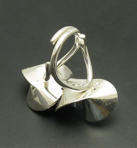 Stylish Long Sterling Silver Ring Solid 925 Spirals Handmade Adjustable ...