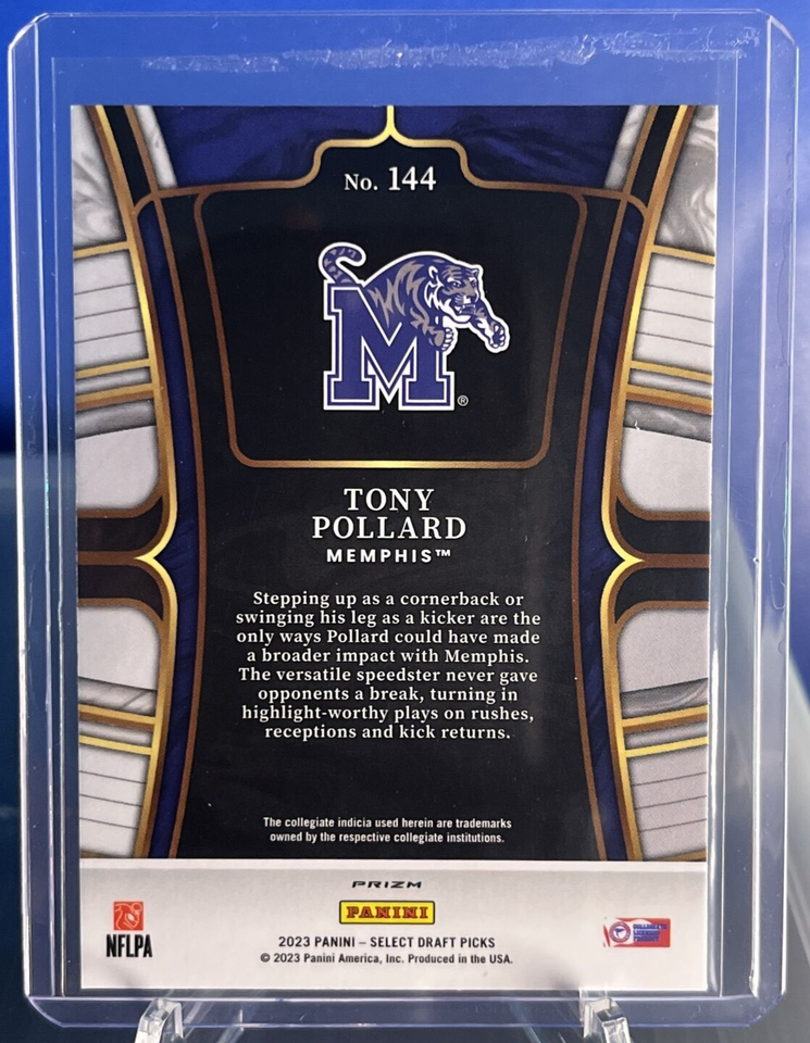 2023 NFL Select Draft Picks Tony Pollard No. 144 Purple Laser PRIZM ...