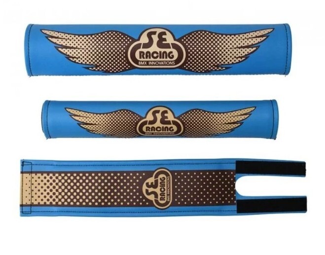 SE Bikes BMX - 3 Pc. Pad Set - Blue/Brown Wing Logo - Handlebar, Top ...