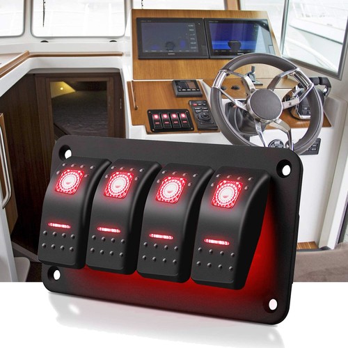 4 Gang Dual LED Light Bar Car Caravan Marine Boat Rv Rocker Switch ...