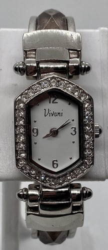Vivani Ladies Watch New Battery Hinged Cuff Translucent Inserts Iced ...