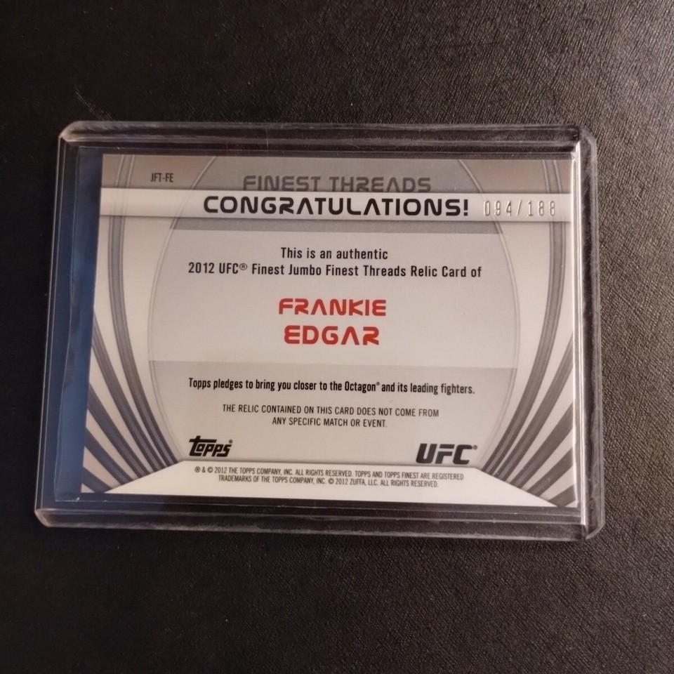 #94/188 Frankie Edgar Gear Relic Card 2012 Topps UFC Finest Memorabilia ...