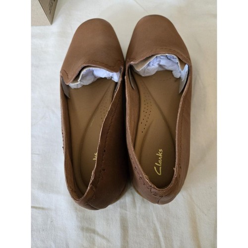 Clarks Womens Pure Hall Leather Slip On Loafer Shoes SZ 9 Tan Leather ...