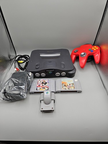 Nintendo 64 Console N64 Bundle Red Controller Rumble Pak 2 Games Star ...