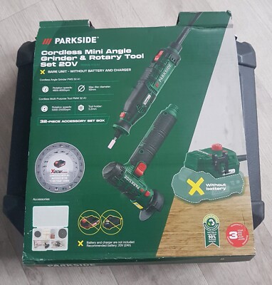Parkside Cordless Mini Angle Grinder & Rotary Tool Set 20V PMBSA 20-Li ...