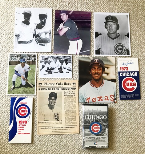 1954-70s--CUBS LOT (10)--HOF PLAYER PHOTOS, SIGNED MEDIA GUIDES, VHS ...