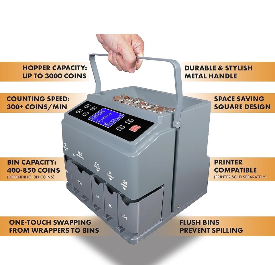 Coin sorter and wrapper machine manual with crank money change counter ...