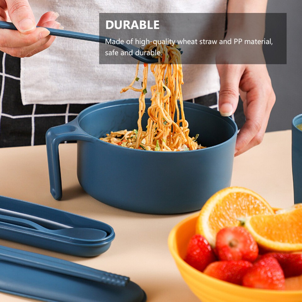 1 Set of 7Pcs Instant Noodle Ramen Bowl Set with Lid Spoon Chopsticks ...