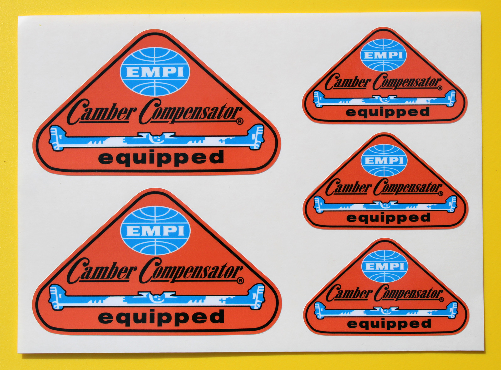 EMPI 'Camber Compensator' Retro vintage Sticker set Decal Beetle Bay ...