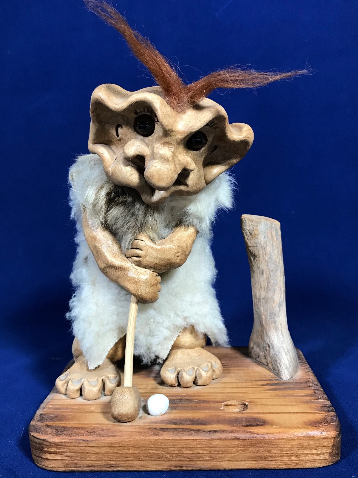 Vintage Good Luck Lake Superior Clay Sand Forest Golfer Troll Signed ...