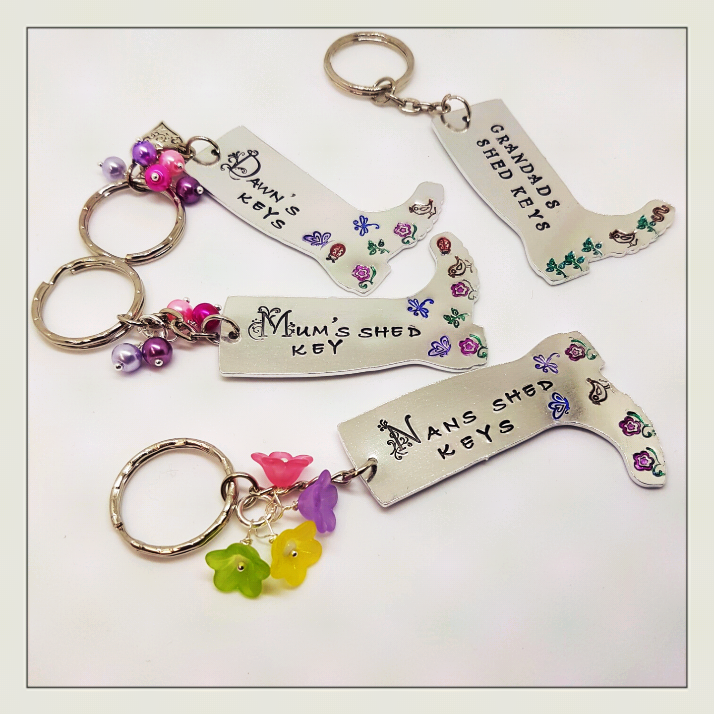 WELLIE BOOT KEYRING. MUM NAN DAD ETC. GARDEN SHED KEYS. WELLINGTON BOOT ...