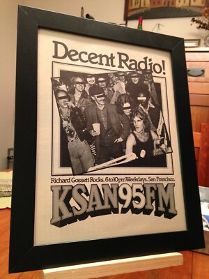 FRAMED ORIGINAL "KSAN" 95 FM (DJ RICHARD GOSSETT) SAN FRANCISCO RADIO ...