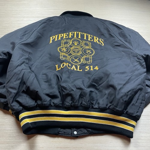 Vintage Pipefitters Satin Bomber Jacket Local 514 597 Chicago Holloway ...