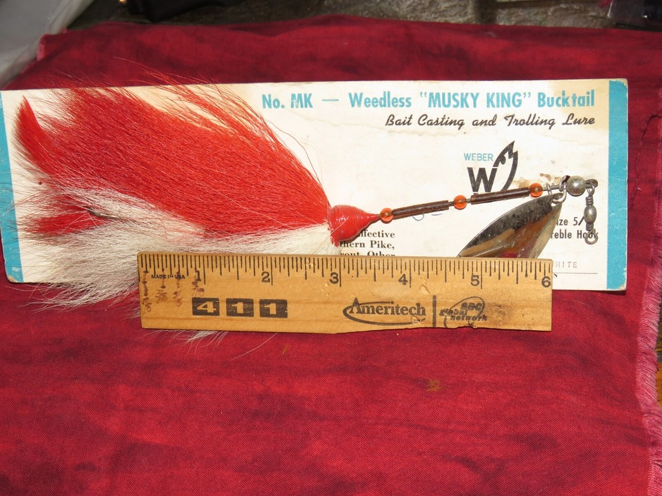 VINTAGE NEW OLD STOCK ON CARD WEBER WEEDLESS MUSKY KING BUCKTAIL ...