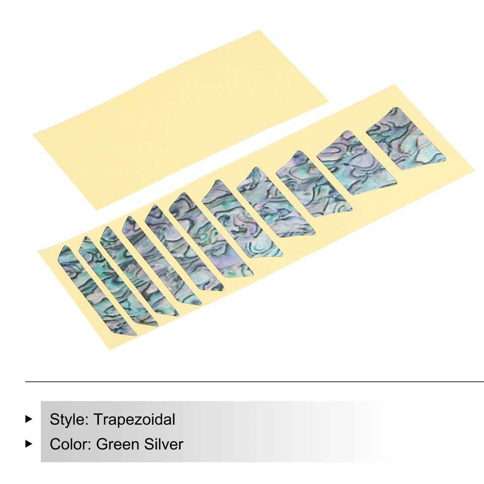 Fretboard Markers Inlay Stickers for Guitars Trapezoidal Green Silver ...