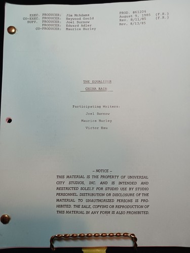 THE EQUALIZER ORIGINAL SCRIPT "CHINA RAIN" COLOR REVISED PAGES INSIDE 8/13/1996 | eBay