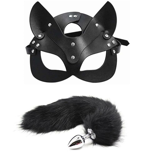 UK Fox Tail Stopper Plug Cat Mask Cosplay Halloween Clubwear for Sexy ...