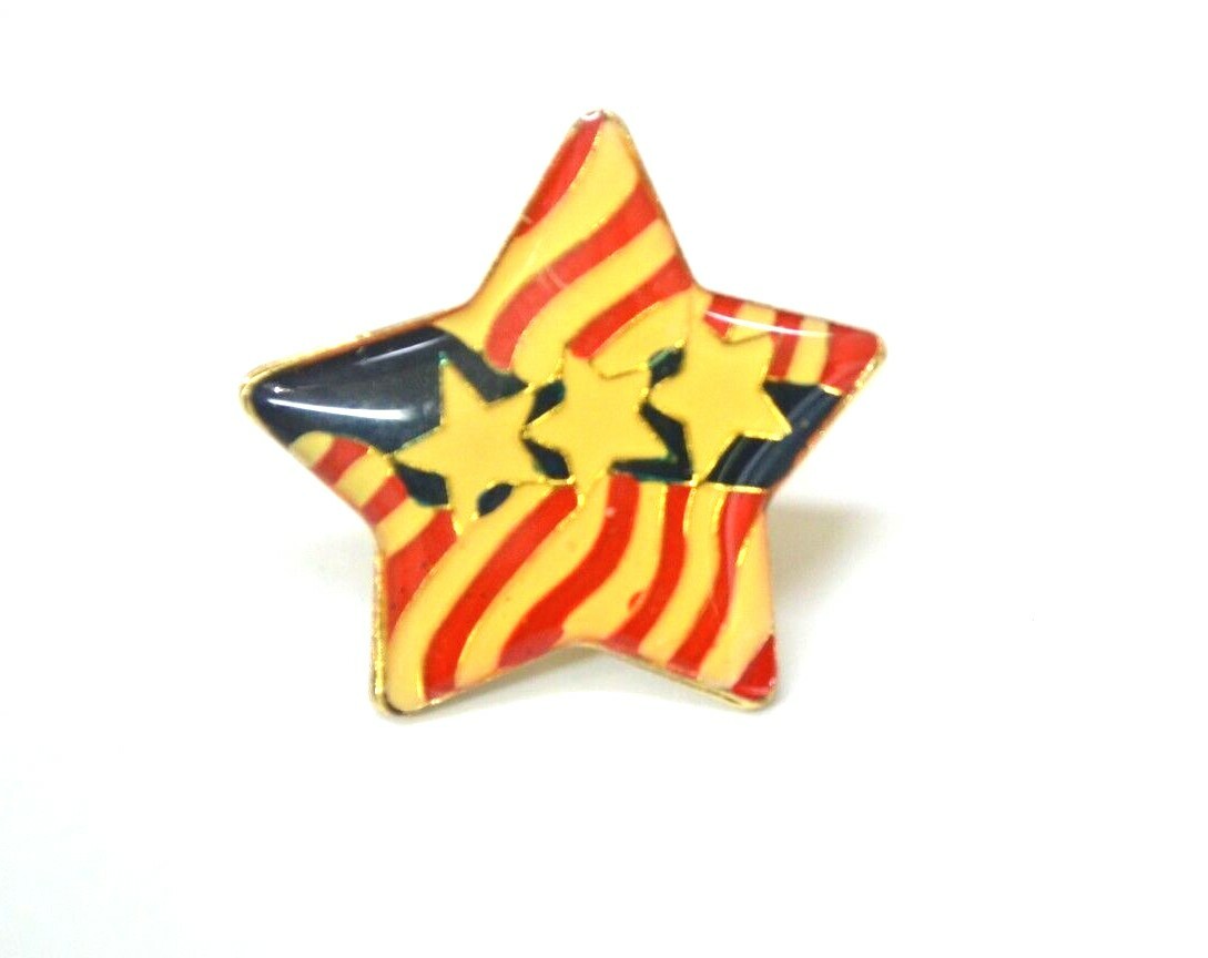 3 Star Pin American Star Flag Patriotic Acrylic Metallic Gold Tone | eBay