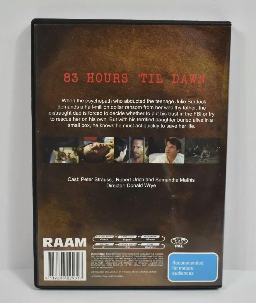 83 Hours Til Dawn DVD PAL Region 4 Thriller Robert Urich | eBay Australia