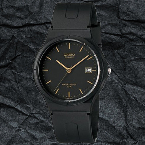 Casio MW-59-1E Men's Analog Watch Black and Gold Date Display Casual ...