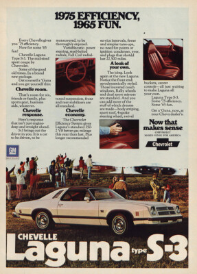 1975 Chevrolet Chevelle Laguna: Efficiency Fun Vintage Print Ad | eBay