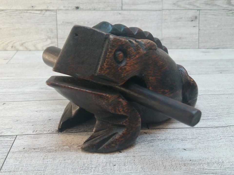 Frog Guiro Percussion Wooden Instrument Musical Rasp Wood Carved Hand ...