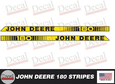 John Deere 180 Lawn Mower Tractor Hood Stripes Logos Decal Vinyl Decal ...