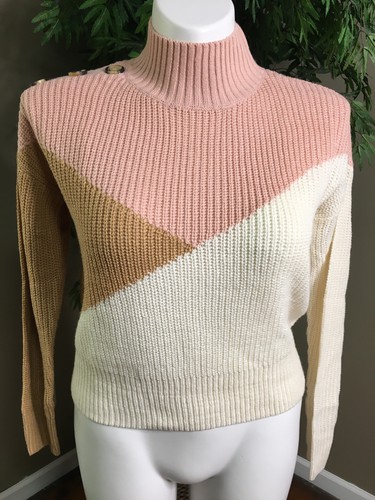 FCT With Love Sweater Women's Sz. M Long Sleeve Mock Neck Color Block ...