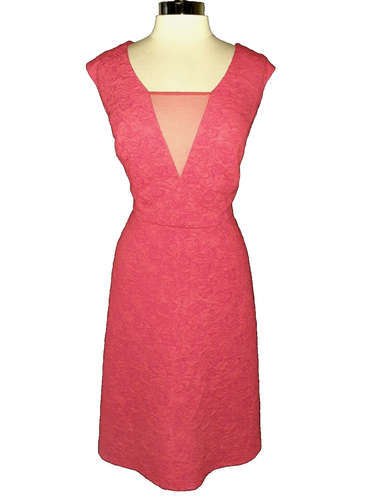 NEW ABS Plus Size 2X Fit and Flare Dress Red Floral Textured Sleeveless ...