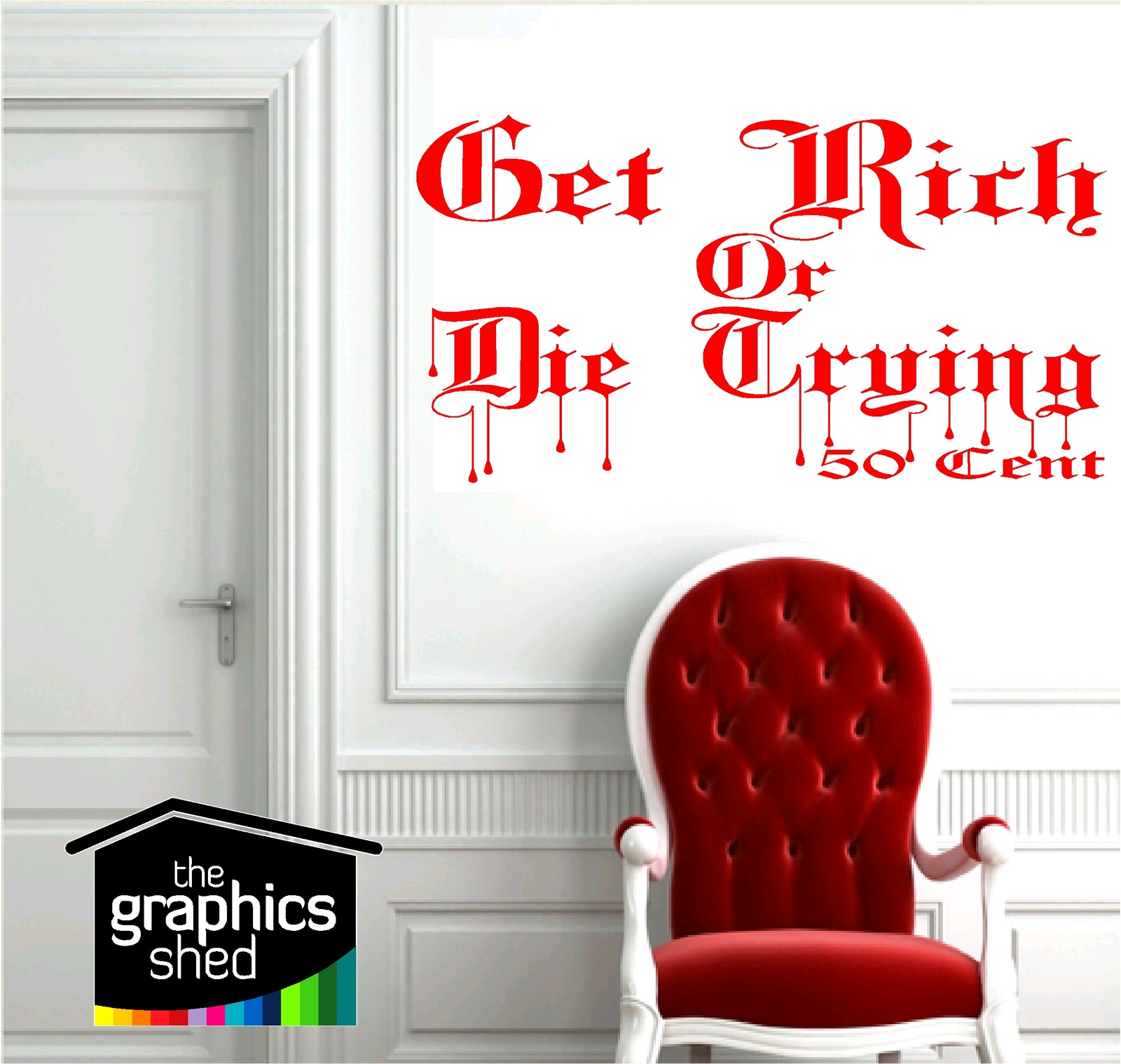 rapper wall art get rich or die trying 50 CENT vinyl sticker rap ...