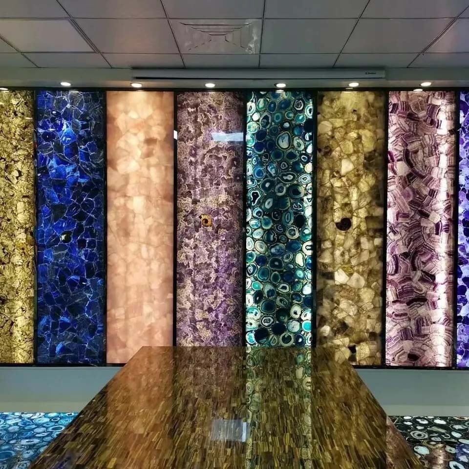 Round Agate Stone Coffee Table Top, Cafeteria Modern Art Table Console ...