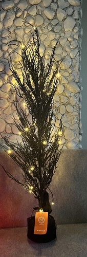 Martha Stewart Home Halloween Haunted LED Spooky 41” Black Glitter Tree ...