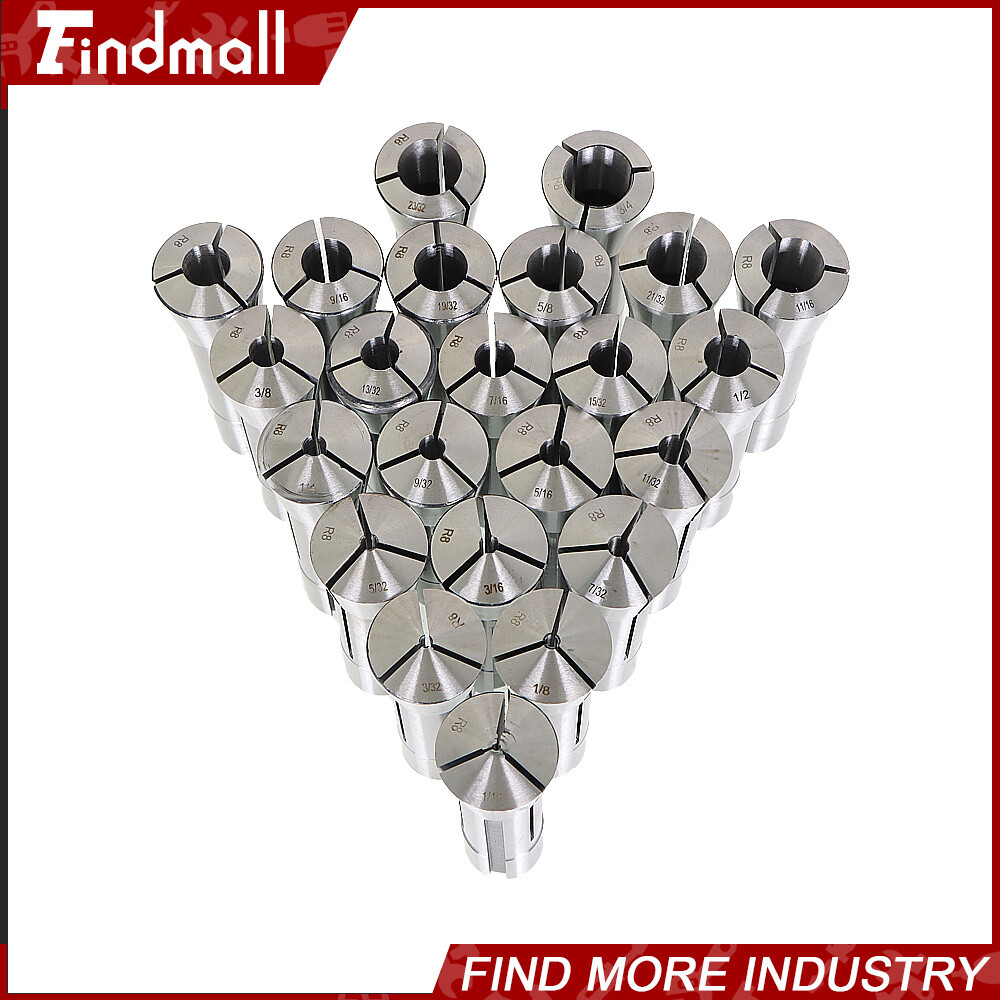 For Bridgeport 23Pcs R8 Collet Set Fractional 1/16" To 3/4" High ...