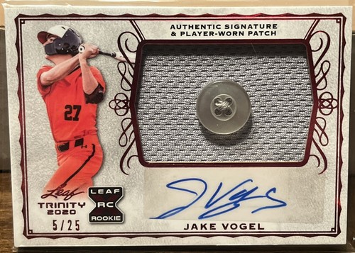 JAKE VOGEL 2020 Leaf Trinity DUAL AUTO Jersey BUTTON PATCH SP /25 ...