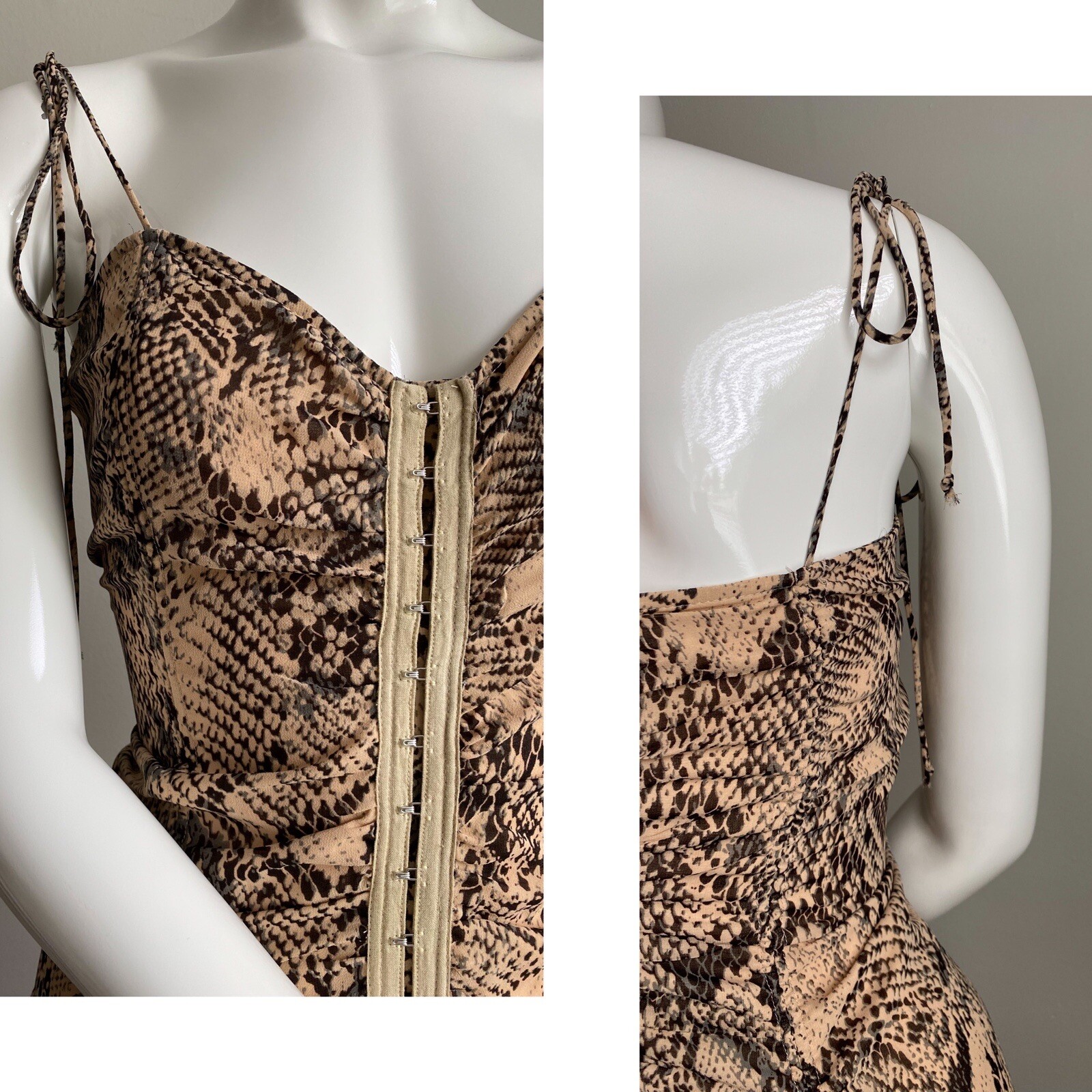 Skylar + Madison Snake Print Cinched Mini Ruffle Dress Retro Frill ...