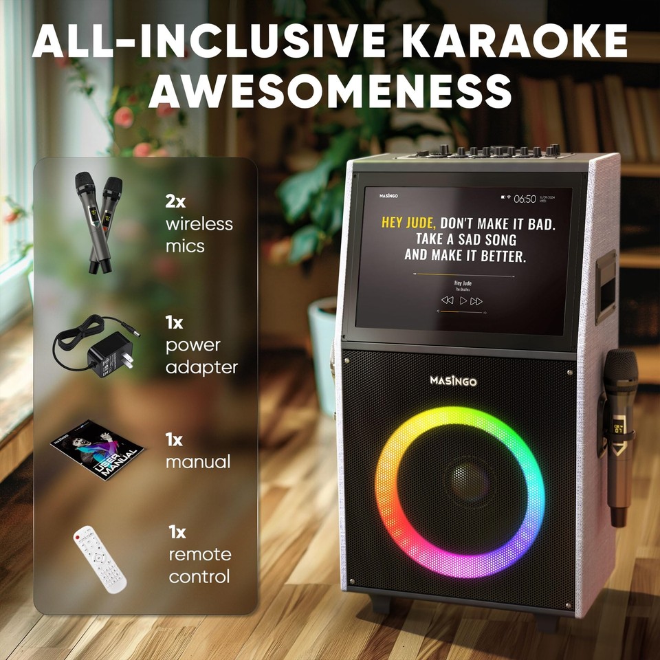 Professional Karaoke Machine with Lyrics Display Screen for Adults, 2 ...