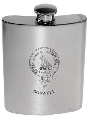 Boswell Family Crest 6oz Polished Pewter Kidney Flask | eBay UK