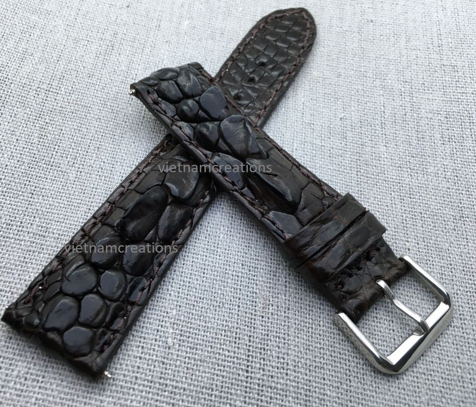 Brown Crocodile Hornback Leather Watch Band Real Watch Strap Men ...