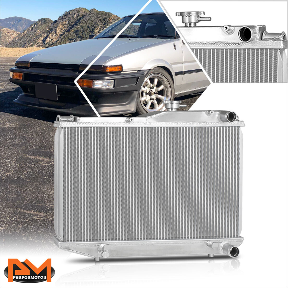 For 84-87 Corolla AE86 4AGE 1.6 Full Aluminum 2-Row Performance Racing ...