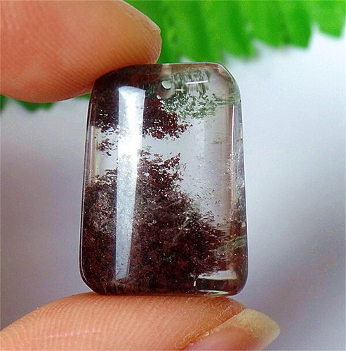 25x18x11mm Natural Red Green Ghost Crystal Quartz Trapezoid Pendant ...