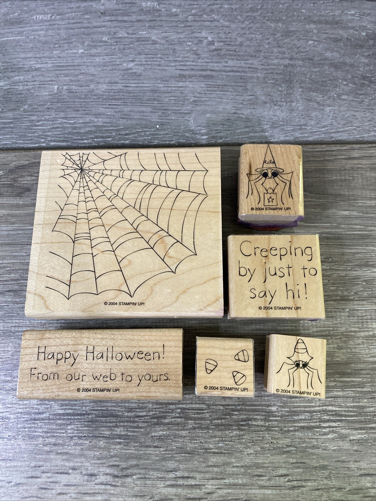 Stampin Up Spiders and Webs 6 Rubber Stamp Set Halloween 2004 | eBay