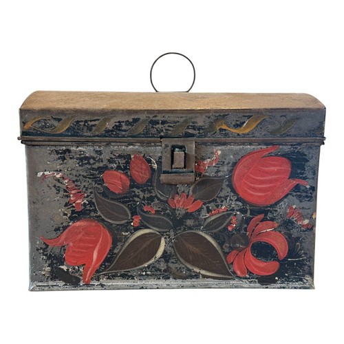 Antique Decorative Tin Toleware Lidded Floral Document Box | eBay