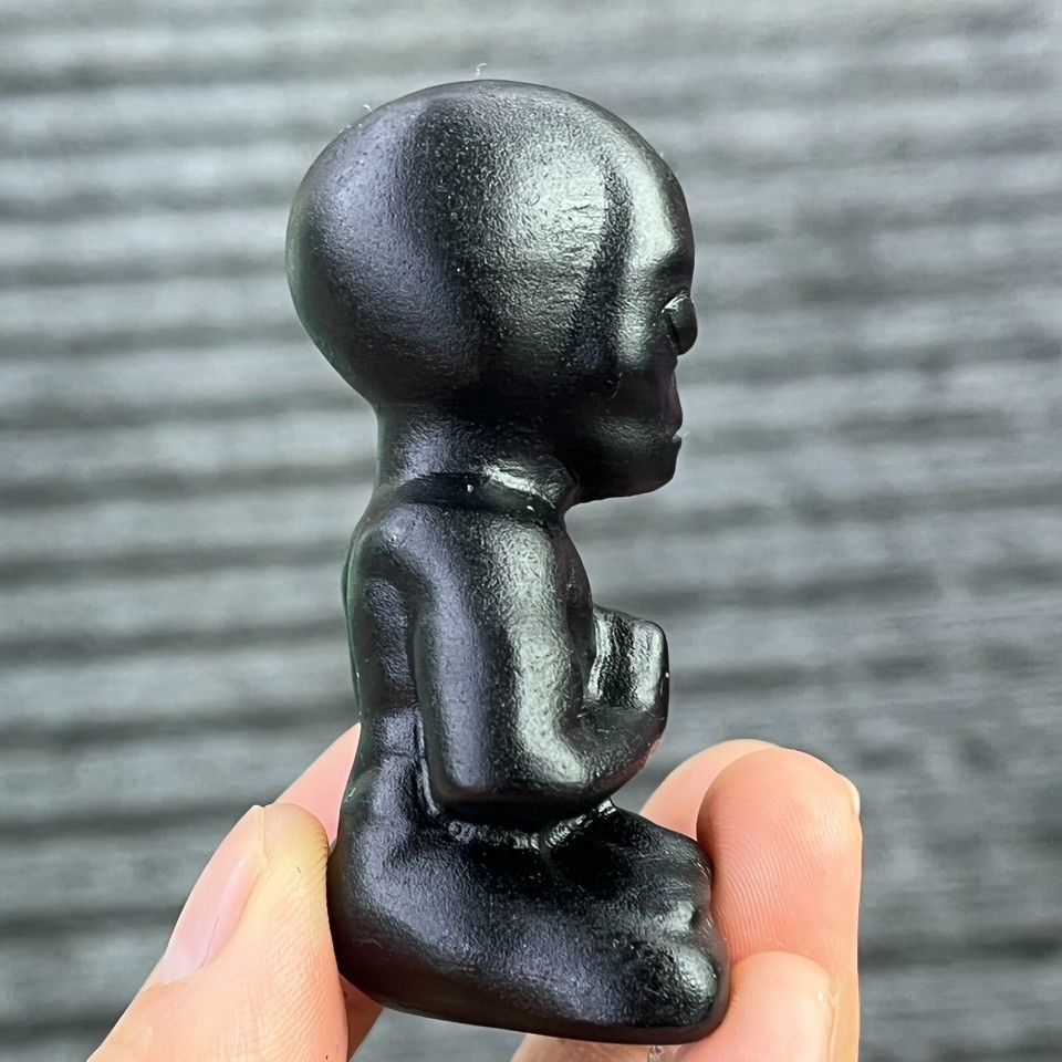 1pc yoga Alien Natural obsidian zazen saucer man Quartz Crystal stone Skull 2" | eBay