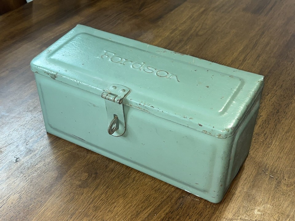 Antique Ford Fordson Green Steel Diesel Tractor Tool Utility Box Lid ...