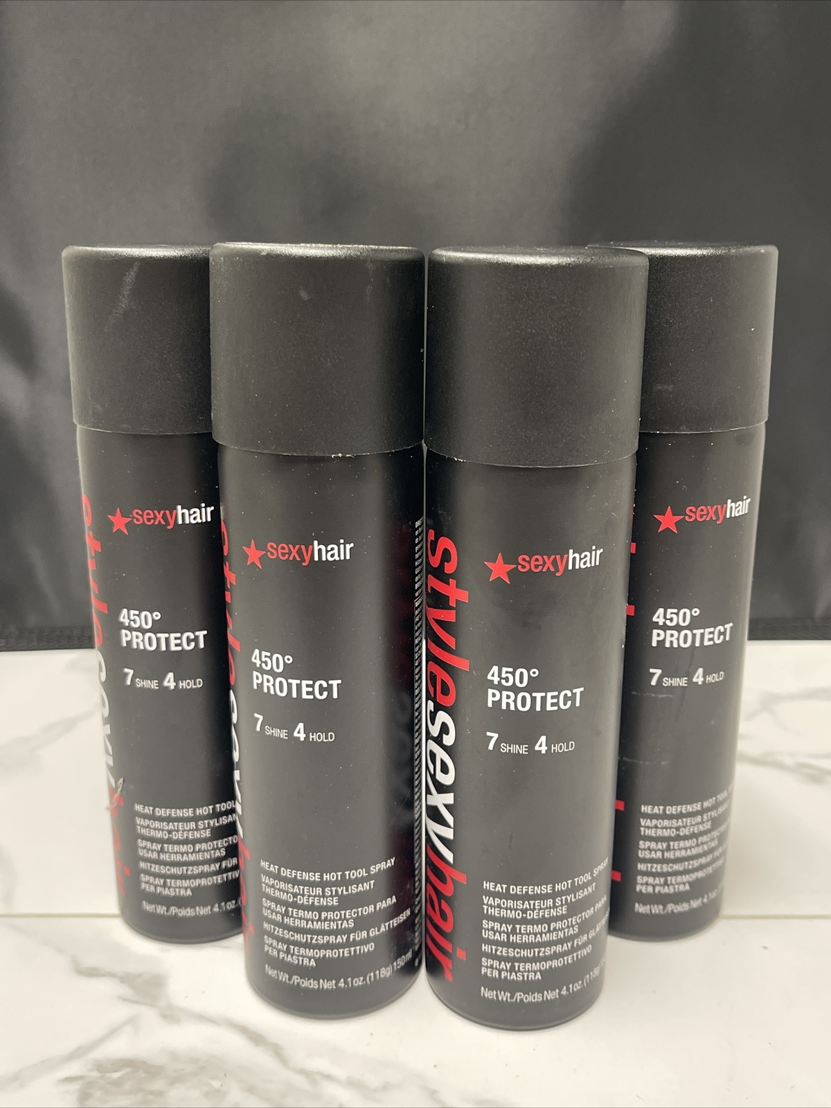 4 Pack - Style Sexy Hair Protection 7 Shine 4 Hold Heat Defense Spray 4 ...