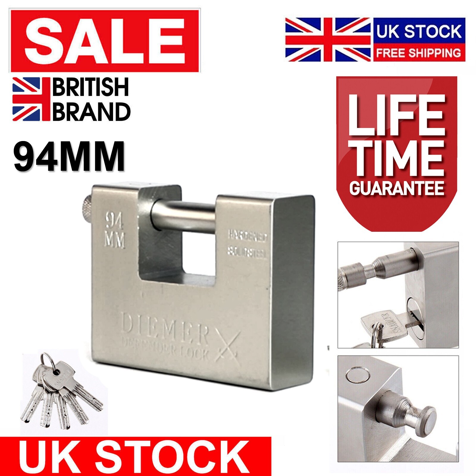 HEAVY DUTY Padlock High Security Shutter Shipping Container Chain Pad ...