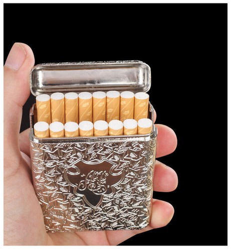 Silver Vintage Portable Metal Flip Top Three Open Cigarette Case For ...